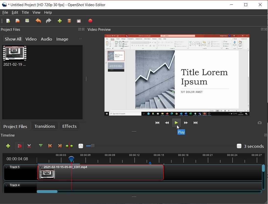 Openshot video editor edit duration of titles - jtsany